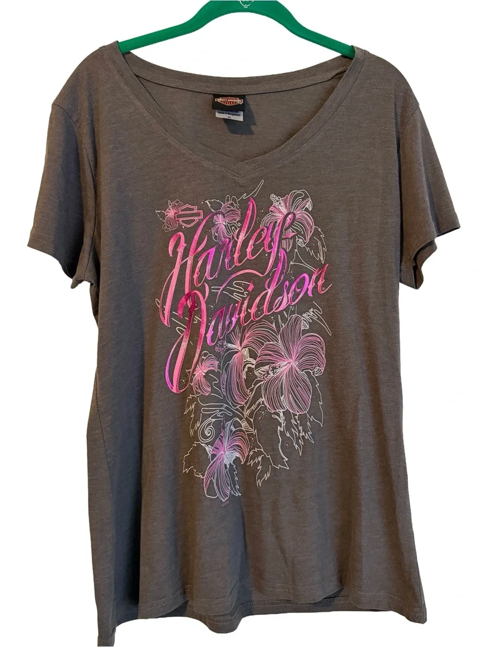 Harley-Davidson | Tops | Harleydavidson Gray Tee With Pink Details And ...